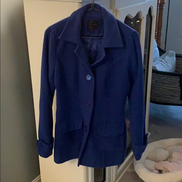 mine | Jackets & Coats | Blue Wool Winter Coat | Poshmark